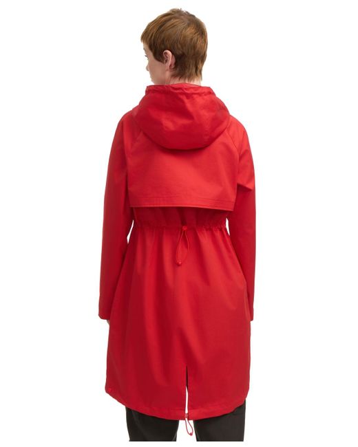 HUNTER Cotton High Low Rain Jacket in Red | Lyst