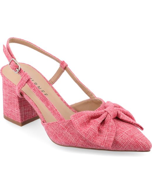 Journee Collection Tailynn Canvas Slingback Heels in Pink | Lyst
