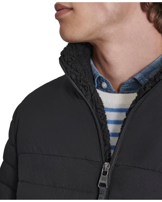 DKNY Quilted Fleece-lined Full-zip Puffer Jacket in Black for Men | Lyst
