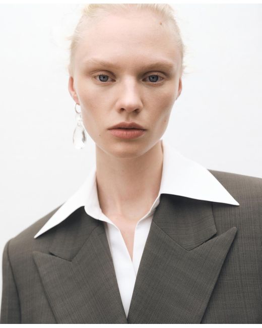 Mango Oversized Double-breasted Suit Jacket in Gray | Lyst