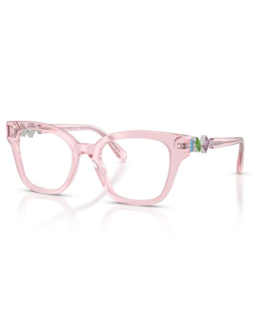 Swarovski Square Eyeglasses in Pink | Lyst