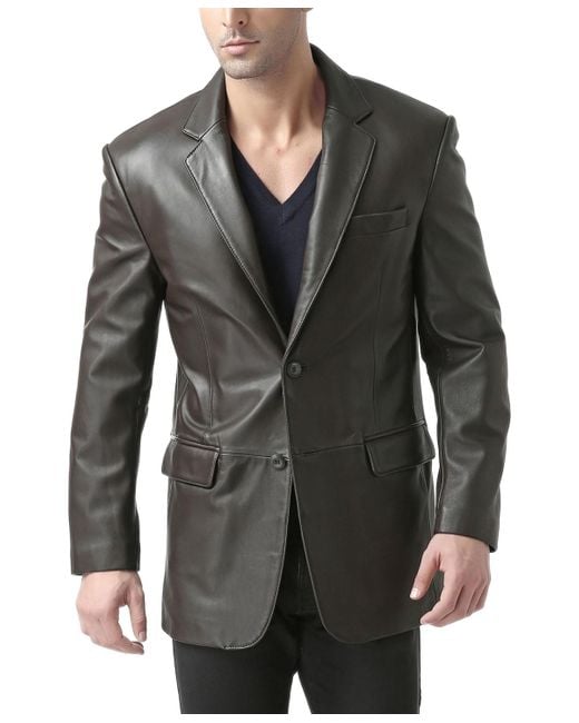 BGSD Men Classic Two-button Leather Blazer in Black for Men | Lyst