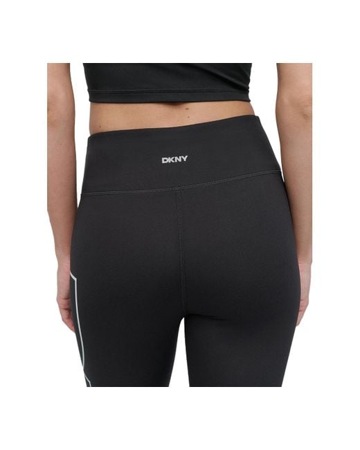DKNY Sport Exploded-logo Stretch 7/8 leggings in Black | Lyst