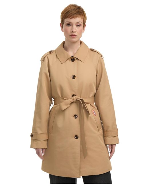 HUNTER Coated Gabardine Trench Jacket in Natural | Lyst