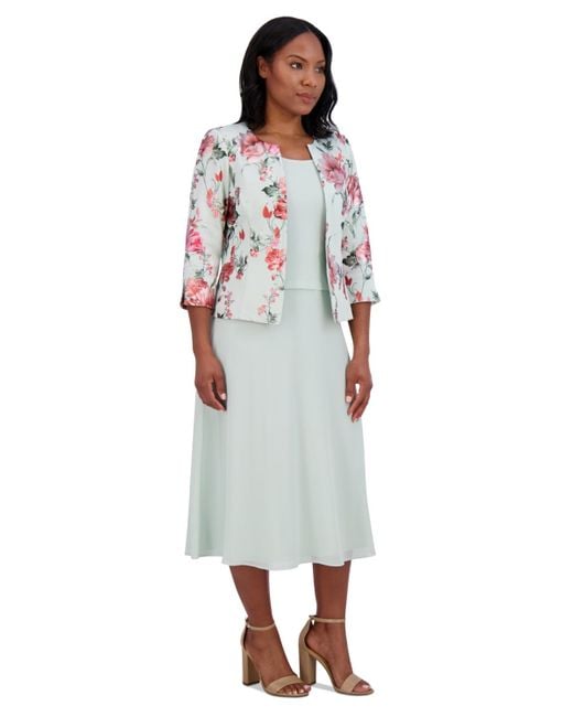 Jessica Howard 2-pc. Floral-print Jacket & Dress Set in Red | Lyst