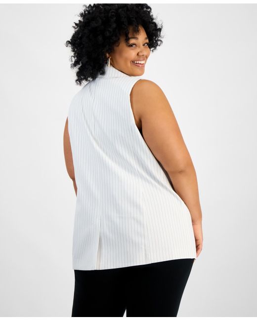 BarIII Trendy Plus Size Long White D Vest | Lyst