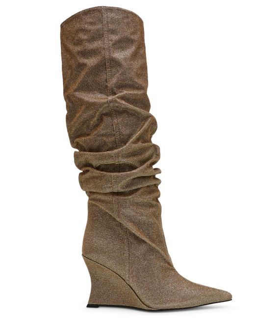 Steve Madden Distortion Knee-high Slouch Wedge Boots in Natural | Lyst