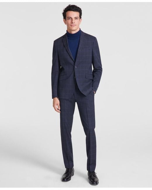 Kenneth Cole Techni-cole Slim-fit Stretch Suit in Blue for Men | Lyst