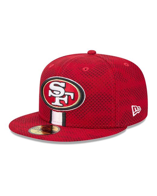 KTZ San Francisco 49ers 2024 Sideline 59fifty Fitted Hat in Red for Men ...