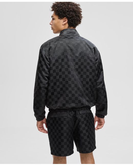 Mode Of One Check Jacquard Relaxed-fit Track Jacket in Gray for Men | Lyst