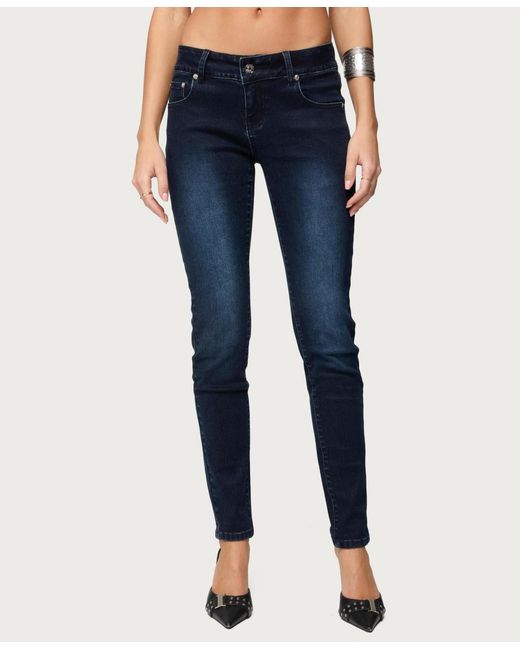 Edikted Eloise Low Rise Skinny Jeans in Blue | Lyst