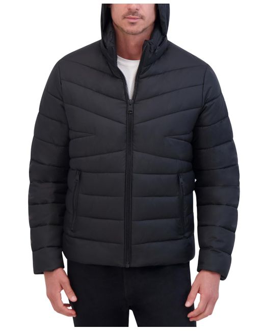 Kenneth Cole Quilted Lightweight Hooded Zip-front Puffer Jacket in Blue ...