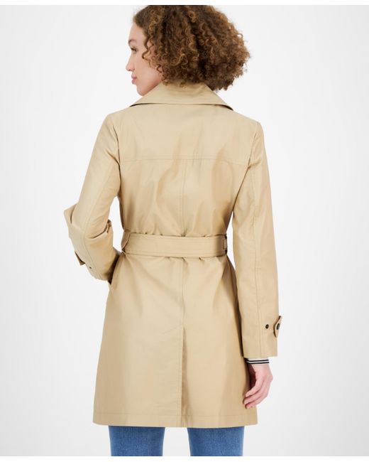 DKNY Belted Snap-front Trench Coat in Natural | Lyst