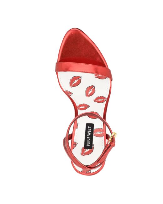 Nine West Reina Almond Toe Stiletto Dress Sandals in Red | Lyst