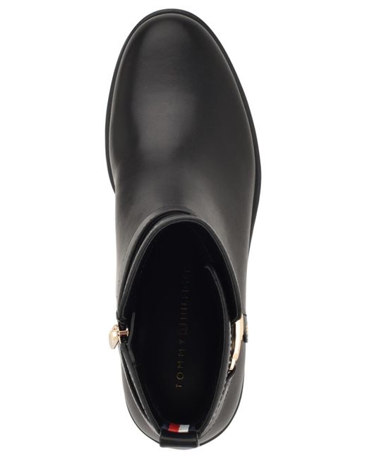 Tommy Hilfiger Ivaide Logo Strap Block Heel Booties in Black | Lyst