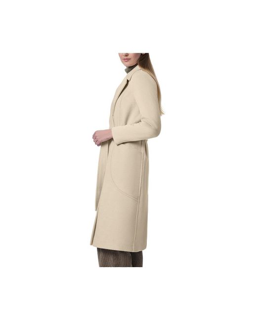 Bernardo Belted Wool Blend Coat in Natural | Lyst