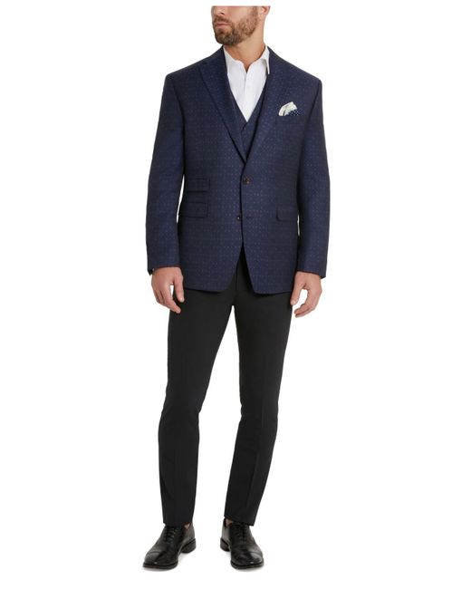 Tayion Collection Classic-fit Blue Jacquard Suit for Men | Lyst