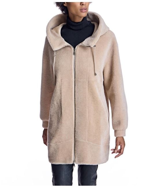 Julia & Stella By Maximilian Sherpa Stadium Coat in Natural | Lyst
