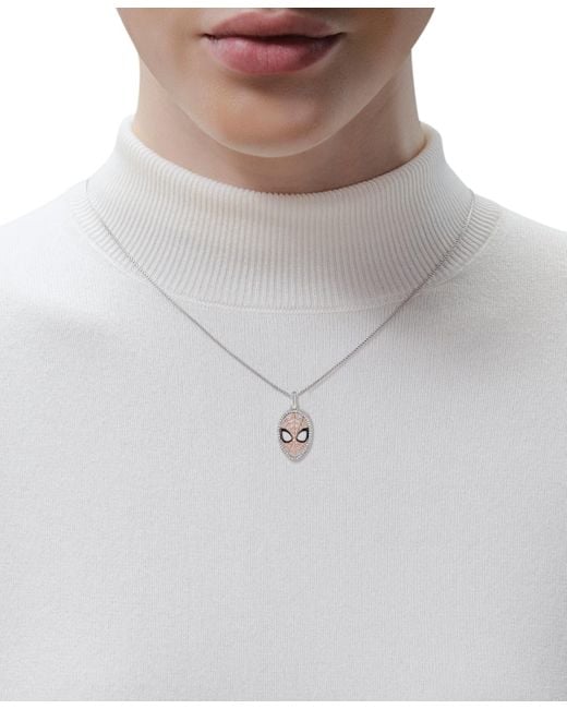 Wonder Fine Jewelry Marvel Diamond Spiderman Mask 18" Pendant Necklace ...