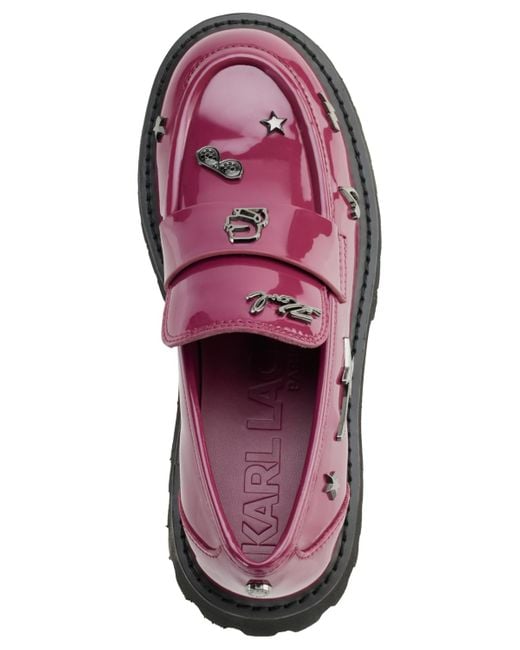 Karl Lagerfeld Gaston Rocker Almond Toe Lug Loafers in Red | Lyst