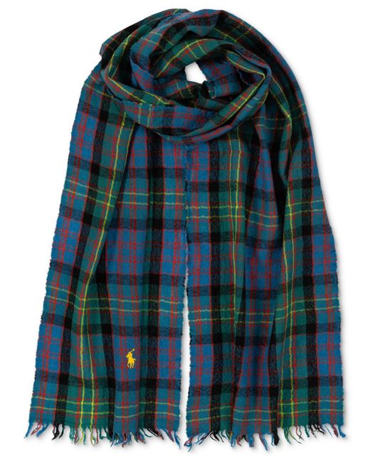 Polo Ralph Lauren Outdoor Crinkle Plaid Scarf in Green for Men | Lyst