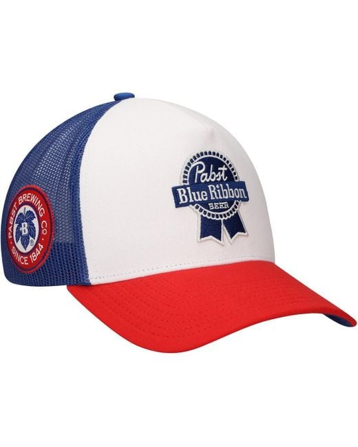Lids White/red Pabst Blue Ribbon A-frame Trucker Adjustable Hat for Men ...