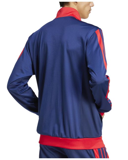 adidas Regular-fit 3-stripes Colorblocked Tricot Track Jacket in Blue ...