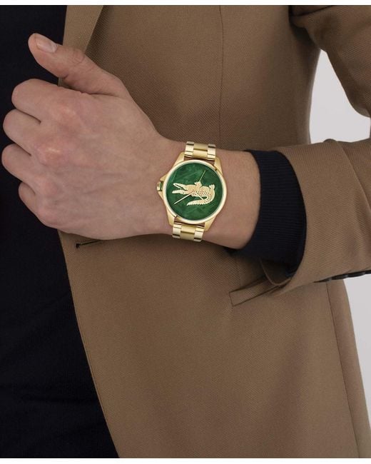 Lacoste Le Croc Tone Stainless Steel Bracelet Watch in Green for Men | Lyst
