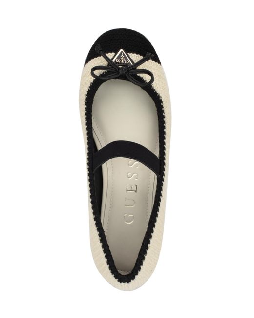 Guess Maysa Crochet Knit Round Toe Mary Jane Ballet Flats in Black | Lyst