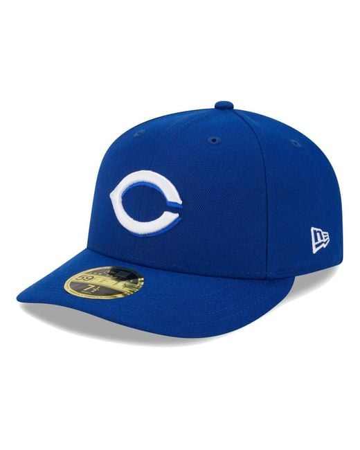 KTZ Royal Cincinnati Reds White Logo Low Profile 59fifty Fitted Hat in ...