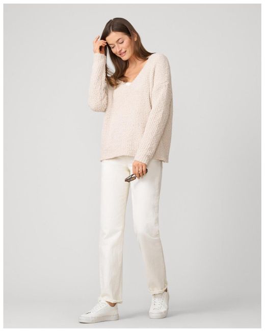 Cable & Gauge Cozy Luxe Lounge V-neck Sweater in Natural | Lyst