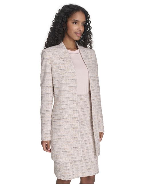 Calvin Klein Petite Tweed Open-front Topper Jacket in White | Lyst