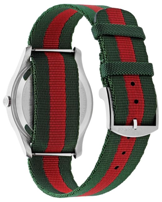 Gucci Swiss G-timeless Red & Green Nylon Strap Watch 38mm in Gray | Lyst