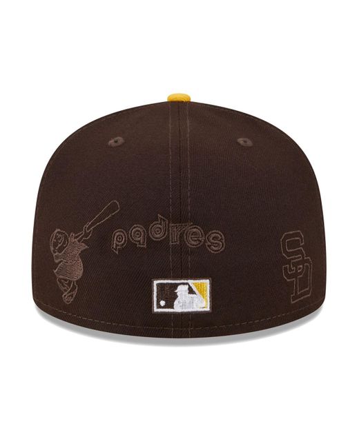KTZ Brown/gold San Diego Padres Multi Logo 59fifty Fitted Hat for Men ...