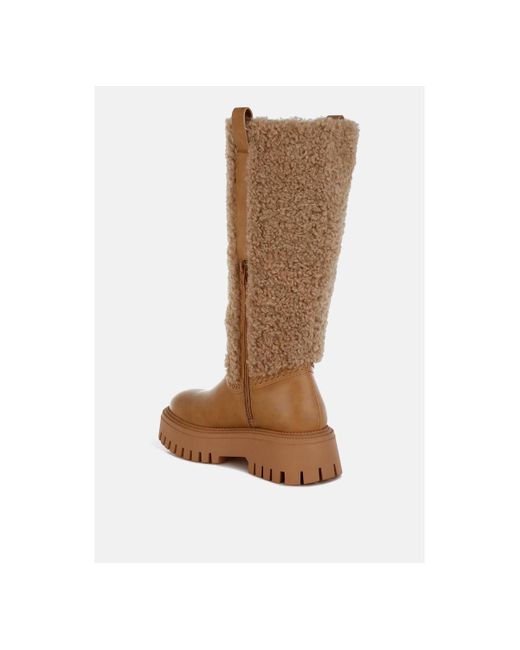 LONDON RAG Lapland Fur Detail Calf Length Boots in Brown | Lyst