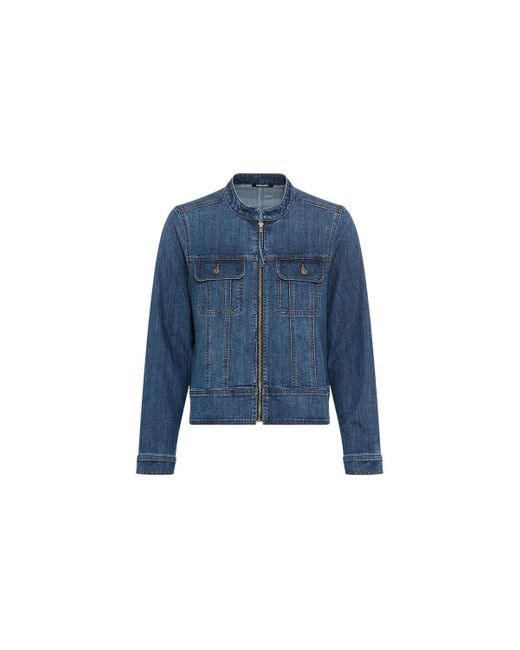 Olsen Collarless Denim Jacket in Blue | Lyst