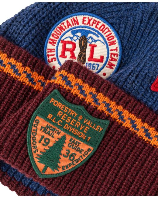 Polo Ralph Lauren Expedition Patch Beanie in Red for Men | Lyst