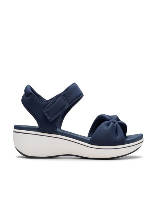 Clarks Cloudsteppers Breeze Rae Sara Riptape Flat Sandals in Blue | Lyst