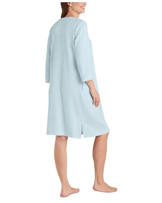 Miss Elaine Embroidered Waffle-knit Grip Robe in Blue | Lyst