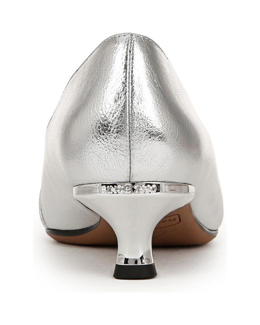 Franco Sarto Malia Pointed Toe Kitten Heel Pumps in White | Lyst