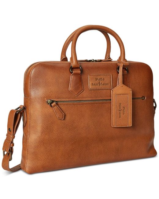 Polo Ralph Lauren Pebbled Leather Commuter Bag in Brown for Men | Lyst
