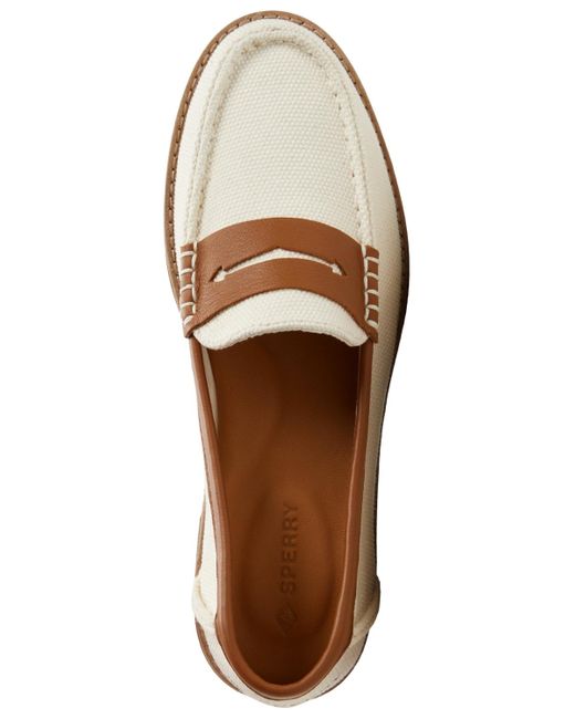 Sperry Top-Sider Seaport Penny Slip On Loafers in White | Lyst