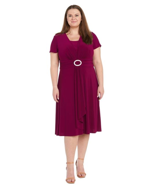 R And M Richards Plus Size Embellished Fit And Flare Dress In Red Lyst