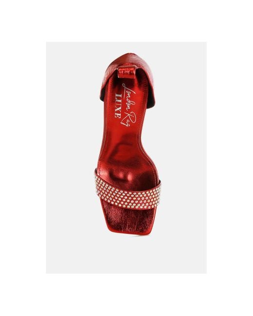 LONDON RAG Hashira Ab Rhinestone Studded Lace-up Fantasy Heels in Red ...