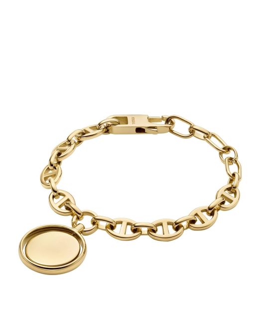 Fossil Heritage Legacy Charm -tone Stainless Steel Chain Bracelet in ...