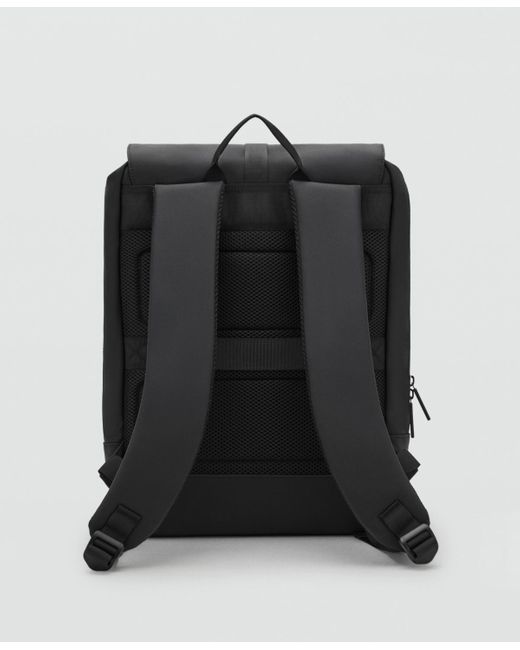 Mango Rubberized Flap Closure Backpack in Black for Men | Lyst