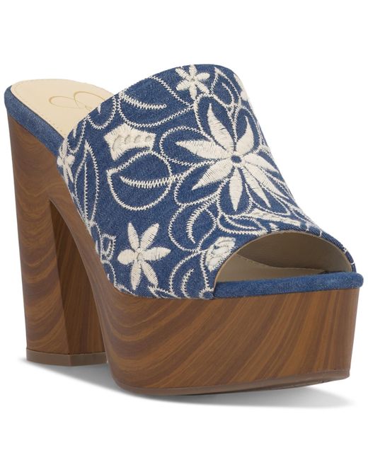 Jessica Simpson Shelbie Block Heel Platform Mules in Blue | Lyst