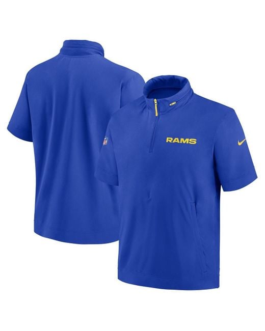 Nike Royal Los Angeles Rams 2024 Sideline Coach Short Sleeve Half-zip ...