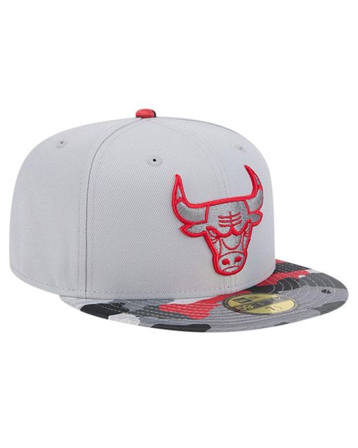 KTZ Chicago Bulls Active Color Camo Visor 59fifty Fitted Hat in Gray ...