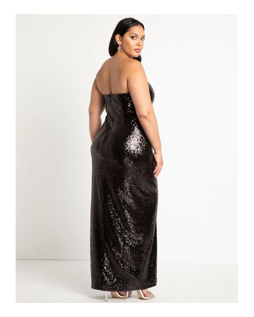 Eloquii Plus Size Sequin Gown With Slit In White Lyst